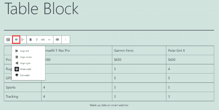 How to Use the WordPress Table Block