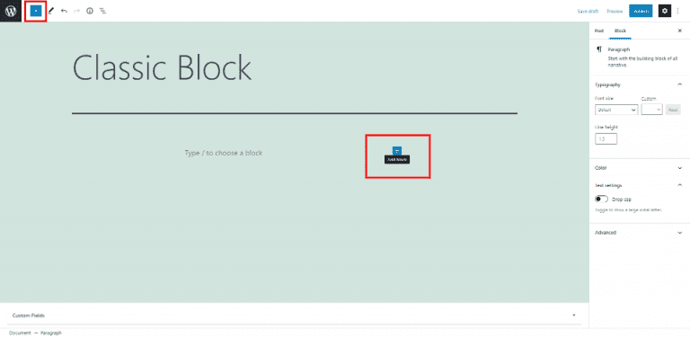 How to Use the WordPress Classic Block