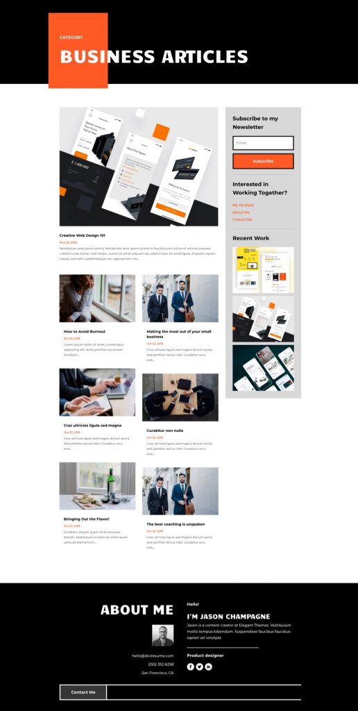 Download a FREE Category Page Template for Divi's Creative CV Layout Pack