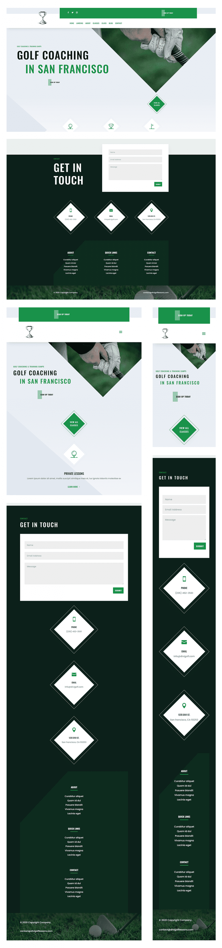 Download a FREE Header & Footer for Divi's Golf Lessons Layout Pack