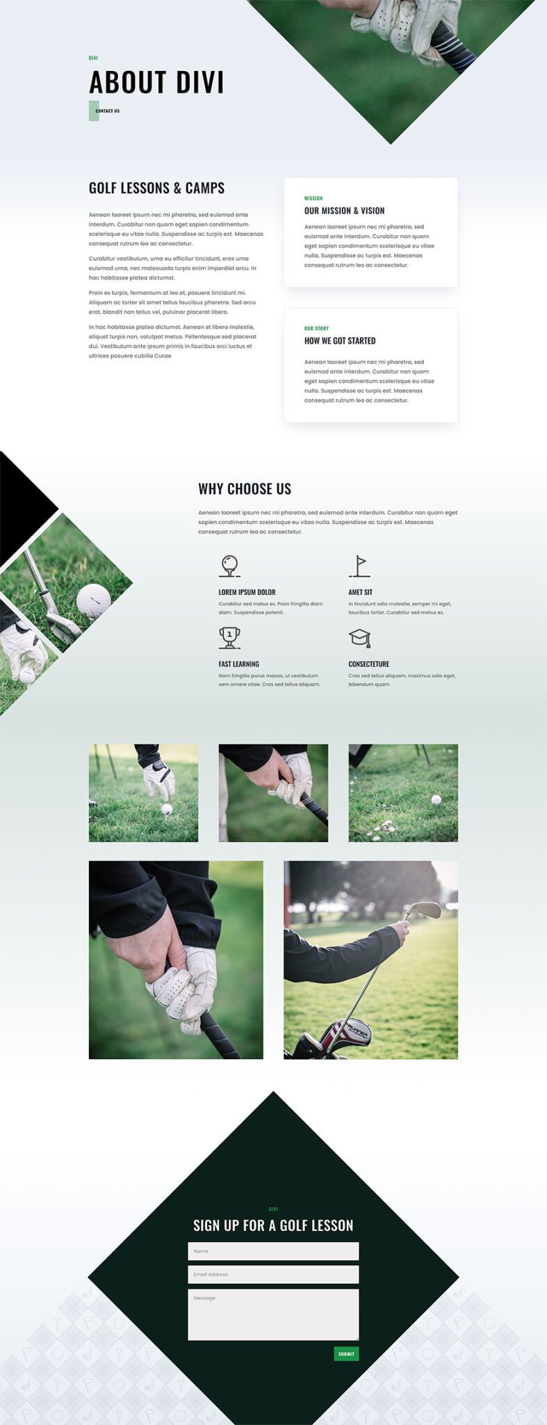 Get a FREE Golf Lessons Layout Pack for Divi