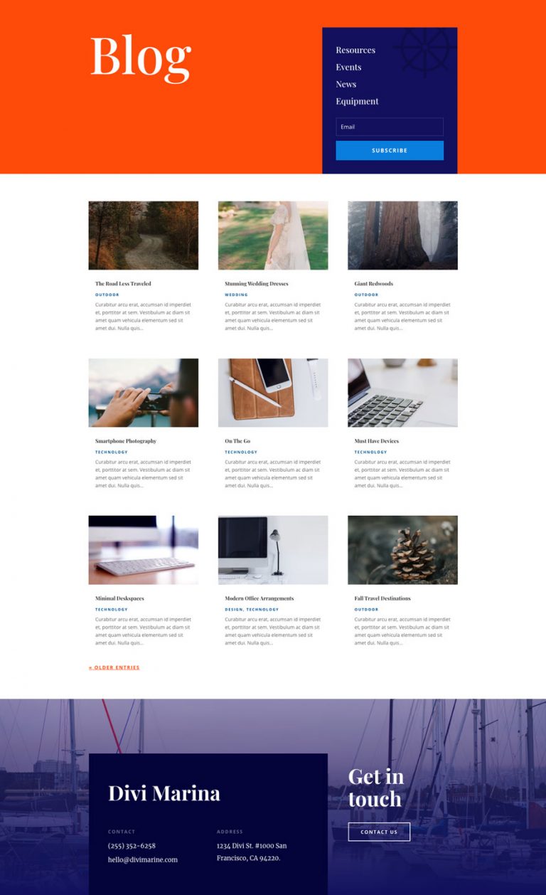 Get a FREE Marina Layout Pack for Divi