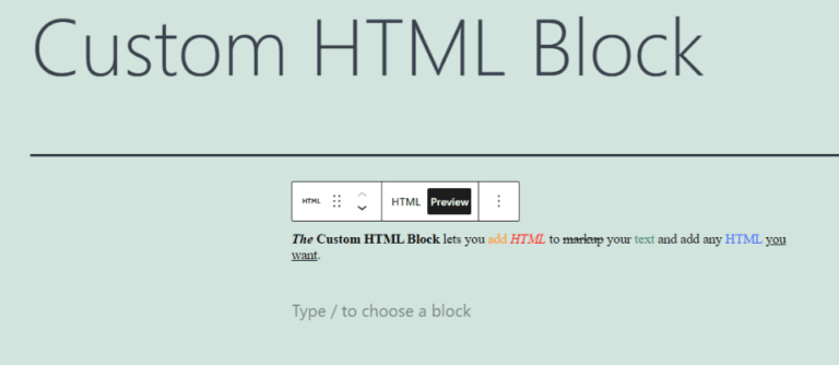 How to Use the WordPress Custom HTML Block