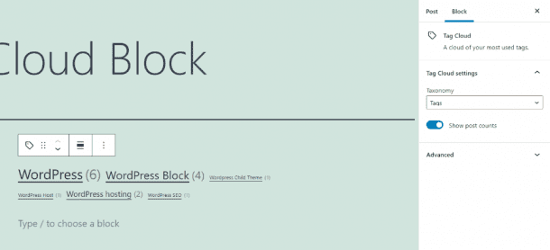How to Use the WordPress Tag Cloud Block