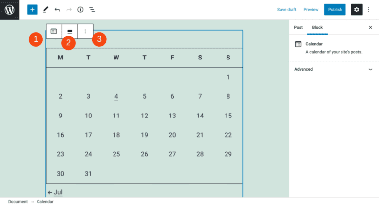 How to Use the WordPress Calendar Block
