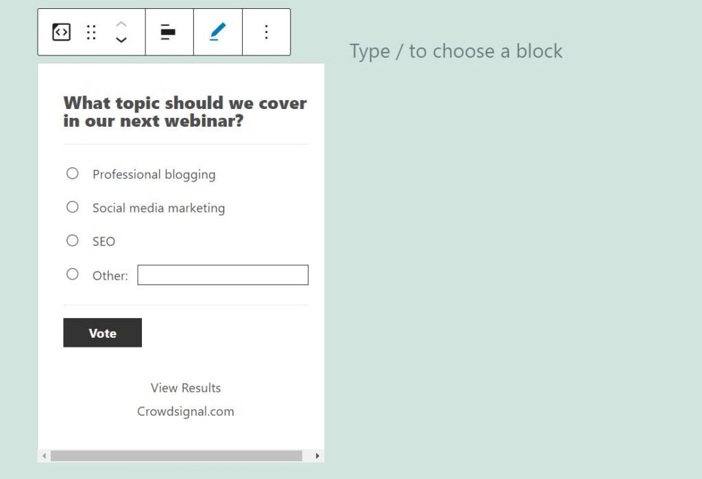 How to Use the WordPress Crowdsignal Embed Block