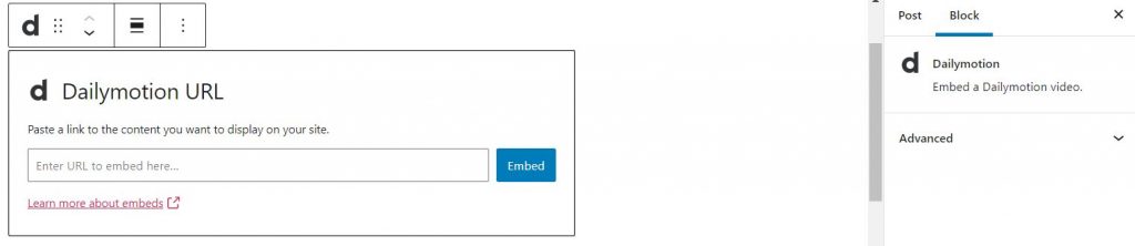 How to Use the WordPress Dailymotion Embed Block