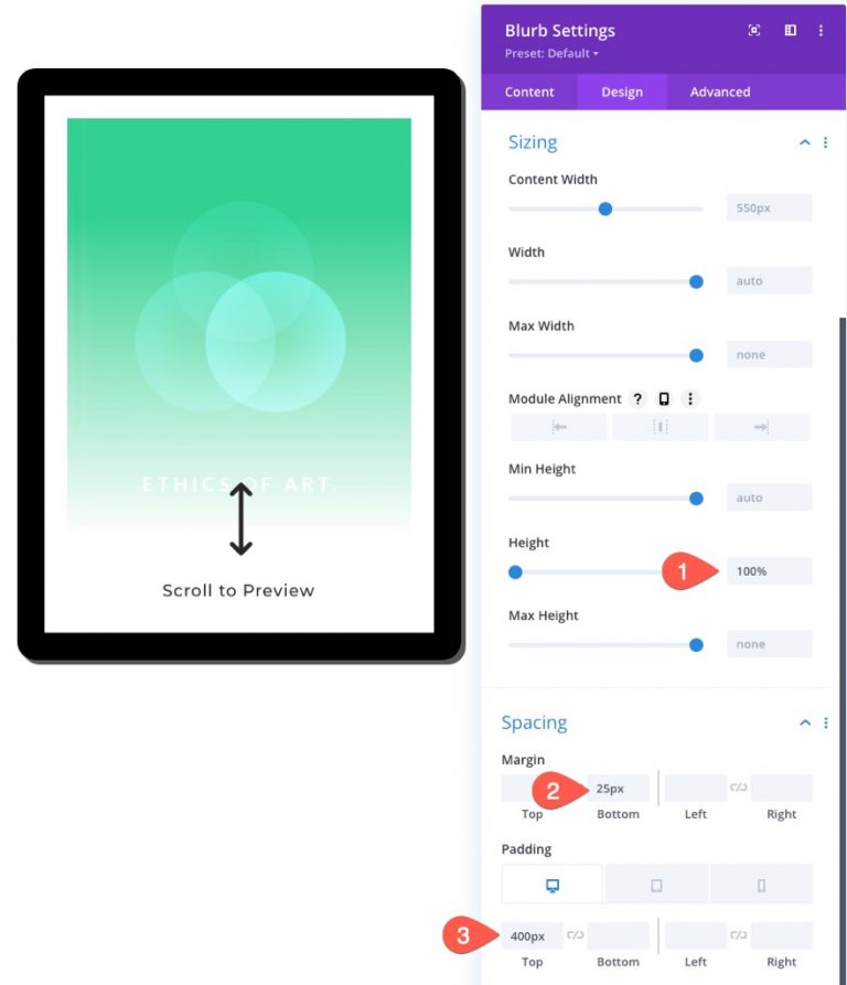 How to Design a Tablet with Scrollable Teaser Content in Divi