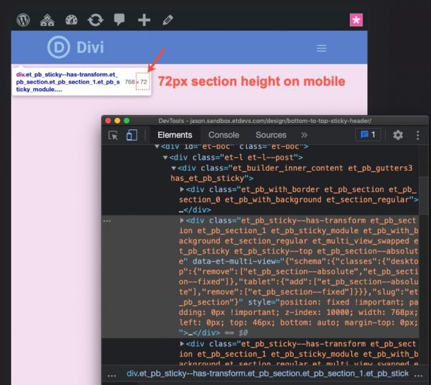 How to Create a Sticky Navigation Bar from Bottom to Top in Divi