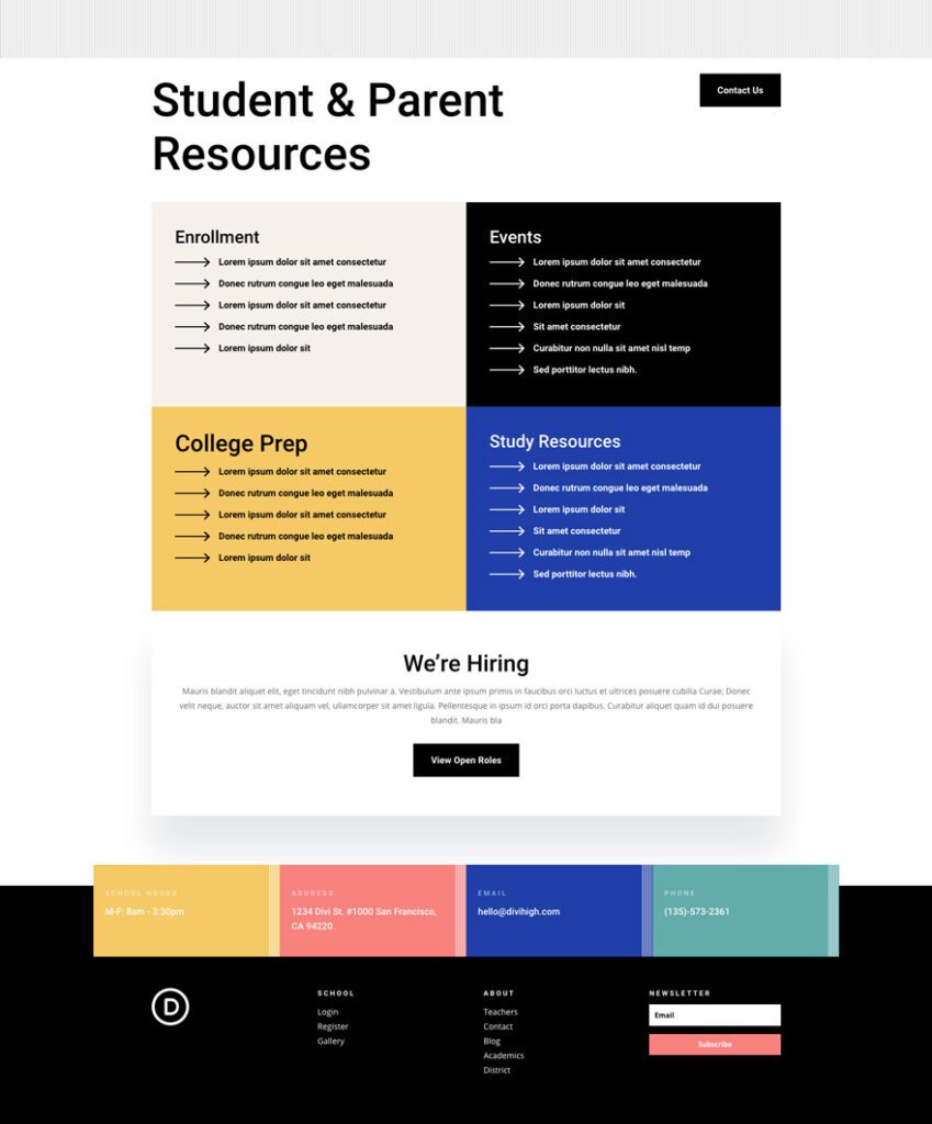 Get a FREE High School Layout Pack for Divi