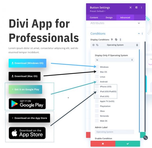 How to Display Download Buttons for Respective Operating Systems in Divi
