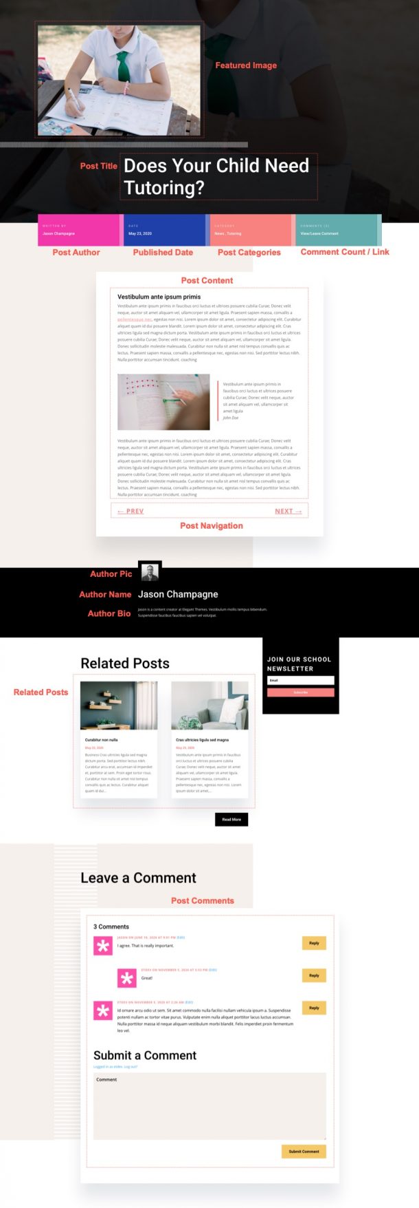 Download a FREE Blog Post Template for Divi's High School Layout Pack