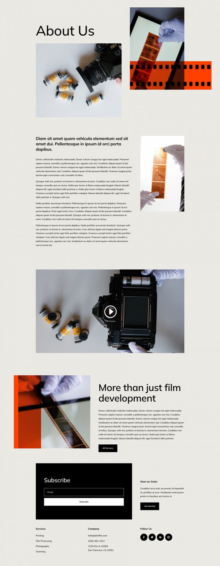 Get a FREE Film Lab Layout Pack for Divi
