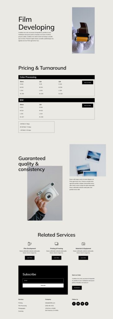 Get a FREE Film Lab Layout Pack for Divi