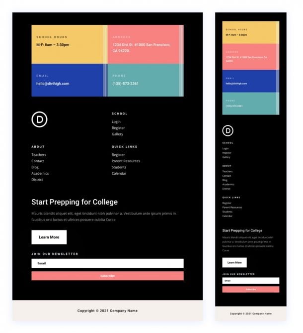 Download a FREE Header and Footer Template for Divi's High School ...