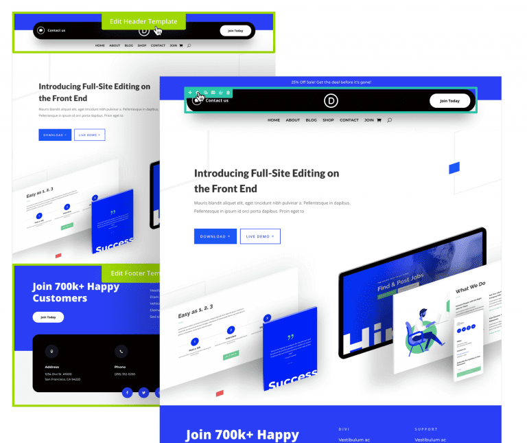 Edit Your Headers, Footers And Post Templates On The Front-End