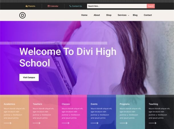 Download a FREE Header and Footer Template for Divi's High School ...