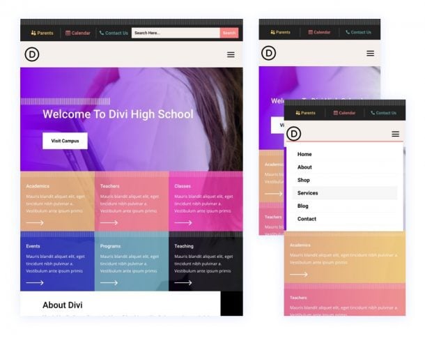 Download a FREE Header and Footer Template for Divi's High School ...