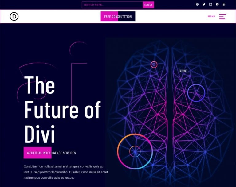 Download a FREE Header and Footer Template for Divi's Artificial Intelligence Layout Pack