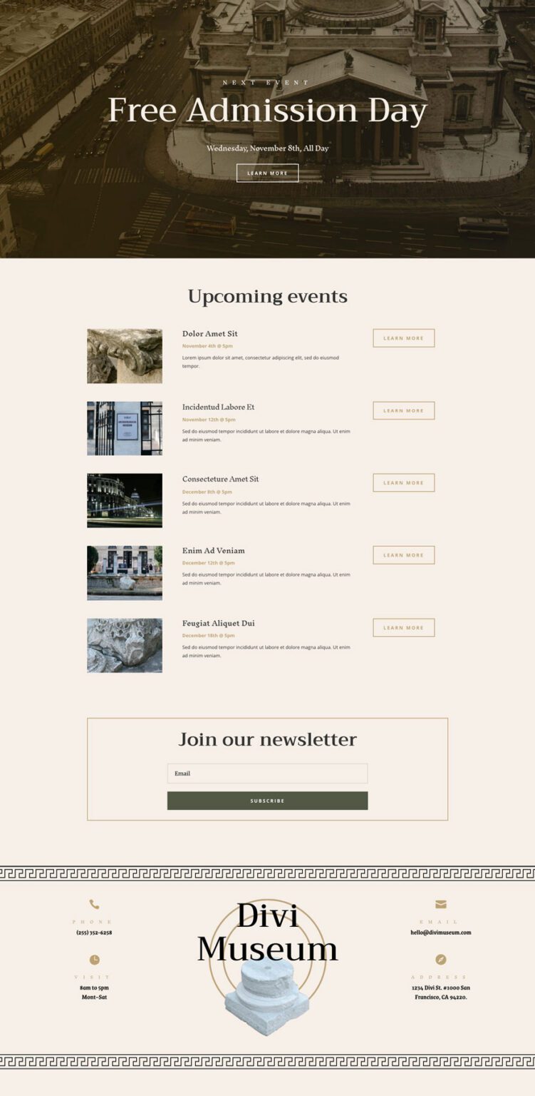 Get a FREE Museum Layout Pack for Divi