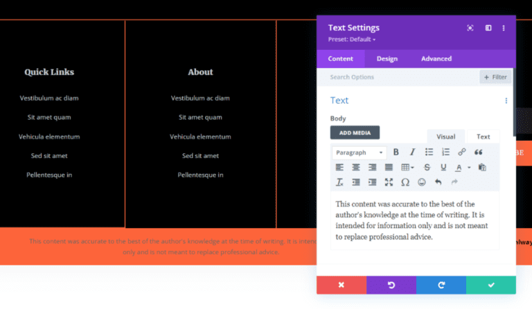 3 Ways to Add a Disclaimer to the Divi Footer
