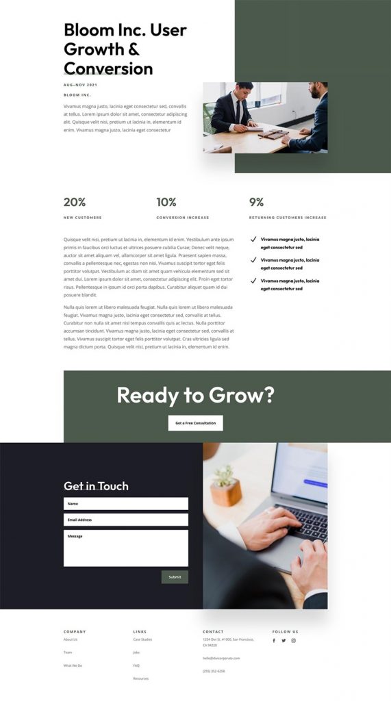 Get a FREE Corporate Layout Pack for Divi