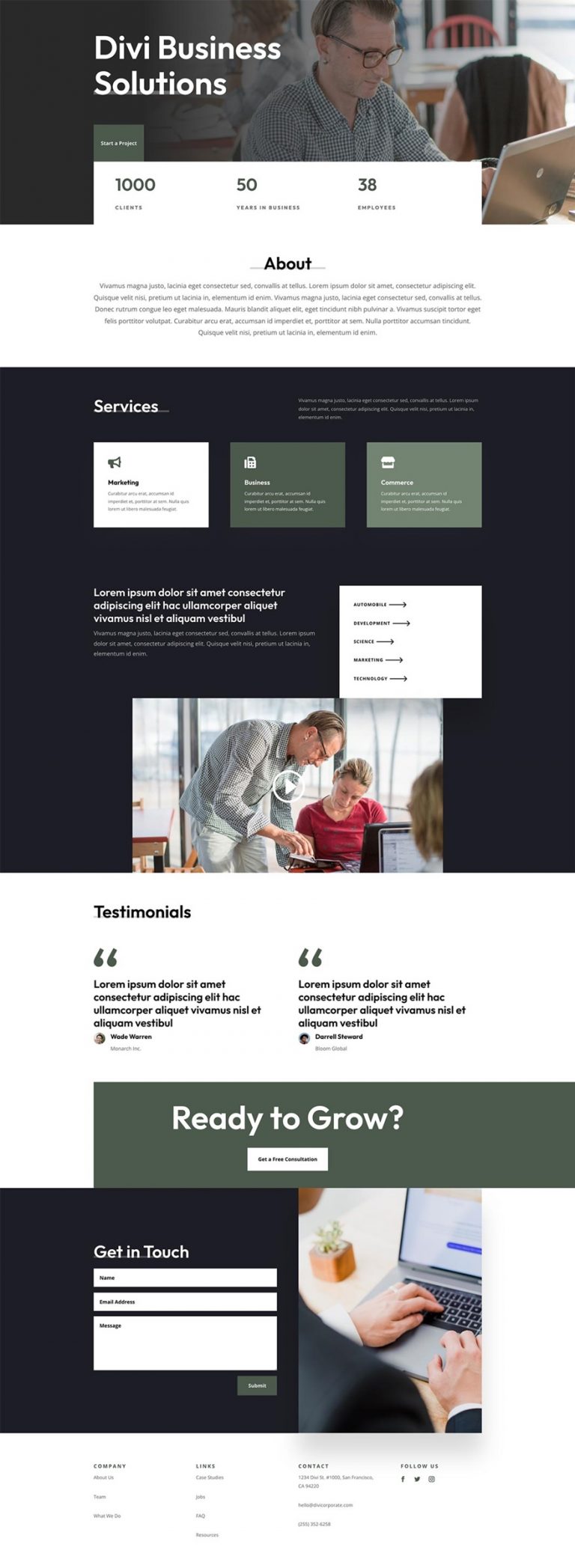 Get a FREE Corporate Layout Pack for Divi