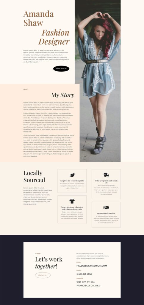 Get a FREE Fashion Designer Layout Pack for Divi