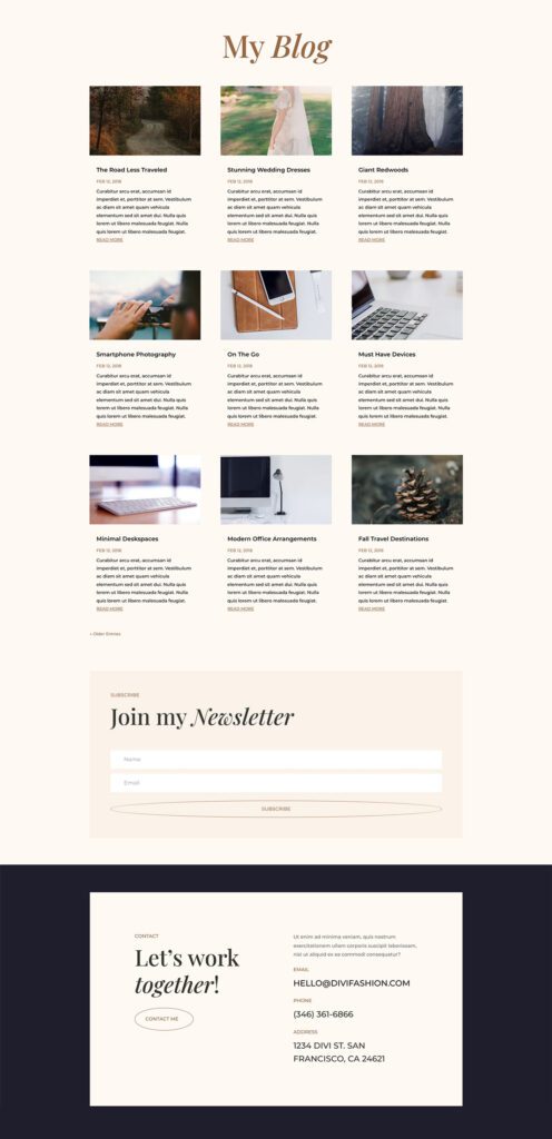 Get a FREE Fashion Designer Layout Pack for Divi