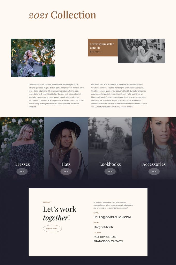 Get a FREE Fashion Designer Layout Pack for Divi