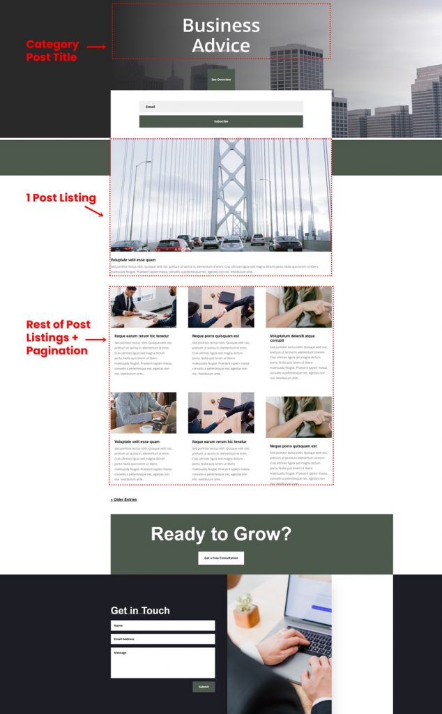 Download a FREE Category Page Template for Divi's Corporate Layout Pack