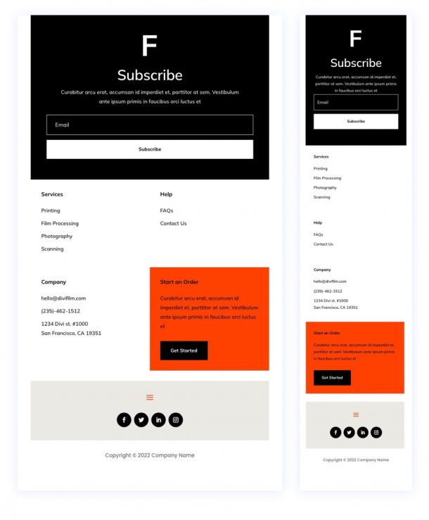 Download a FREE Header and Footer Template for Divi's Film Lab Layout Pack