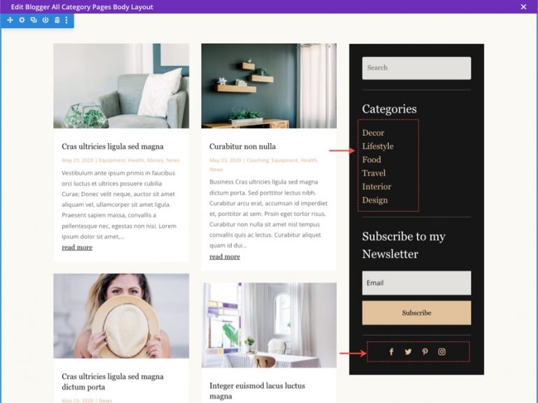 Download a FREE Category Page Template for Divi's Blogger Layout Pack