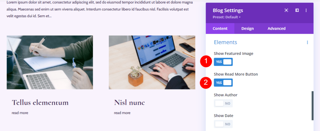 8 Post Element Display Combinations For Divis Blog Module