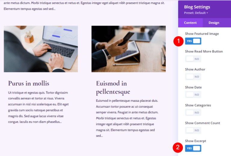 8 Post Element Display Combinations For Divis Blog Module