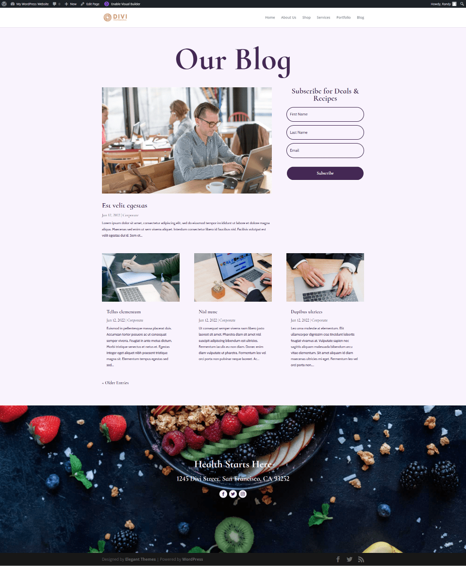  Divi Theme Blog Module 