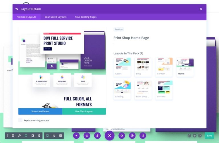 Get a FREE Print Shop Layout Pack for Divi