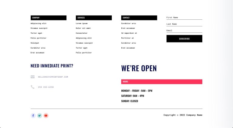 Download a FREE Header and Footer Template for Divi's Print Shop Layout ...
