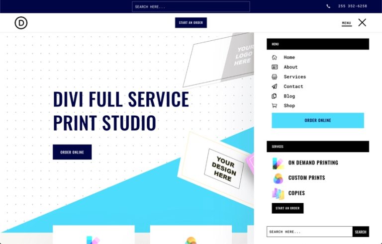 Download a FREE Header and Footer Template for Divi's Print Shop Layout ...