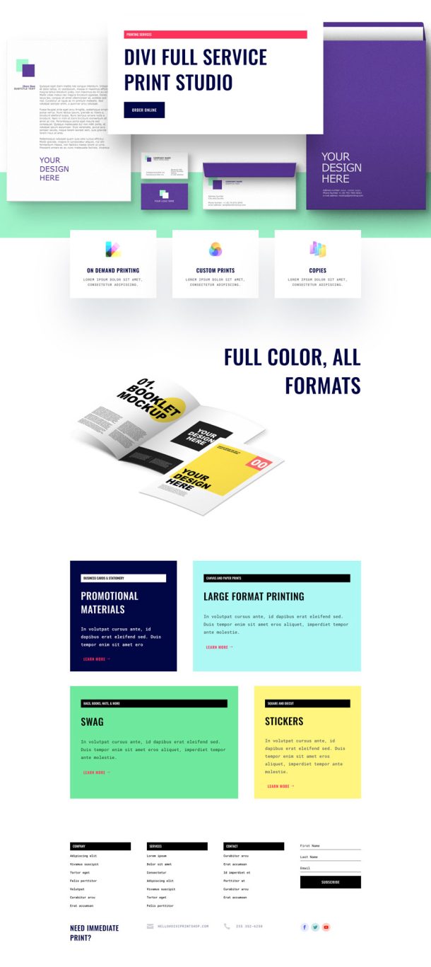 Get a FREE Print Shop Layout Pack for Divi