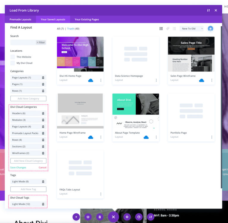 How to Organize Divi Cloud Items by Category and Tags