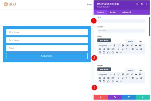 Using The Inline Email Optin Module Content vs. Combining with Text Modules