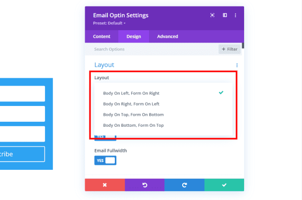 8 Built-In Layout Possibilities for Divi's Email Optin Module
