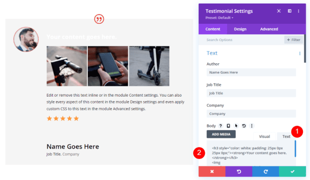 8 Element Display Combinations in Divi's Testimonial Module