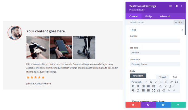 8 Element Display Combinations in Divi's Testimonial Module