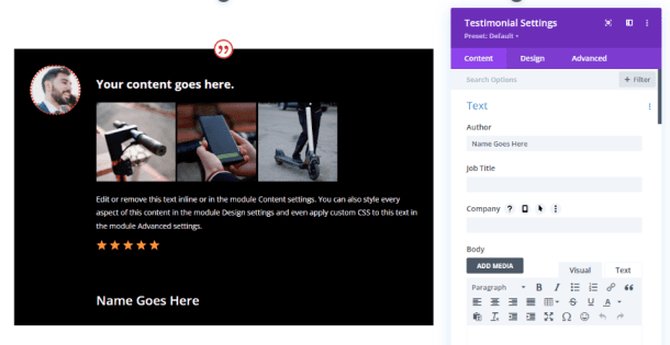 8 Element Display Combinations in Divi's Testimonial Module