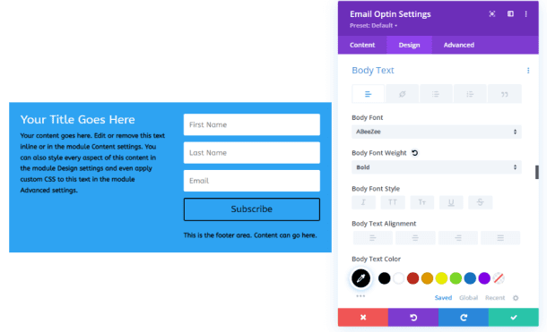 Using The Inline Email Optin Module Content vs. Combining with Text Modules