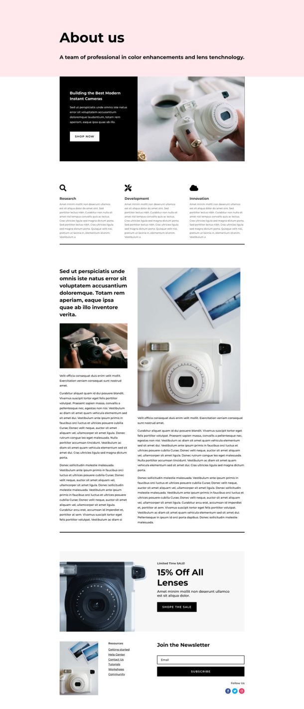 Get a FREE Camera Product Layout Pack for Divi