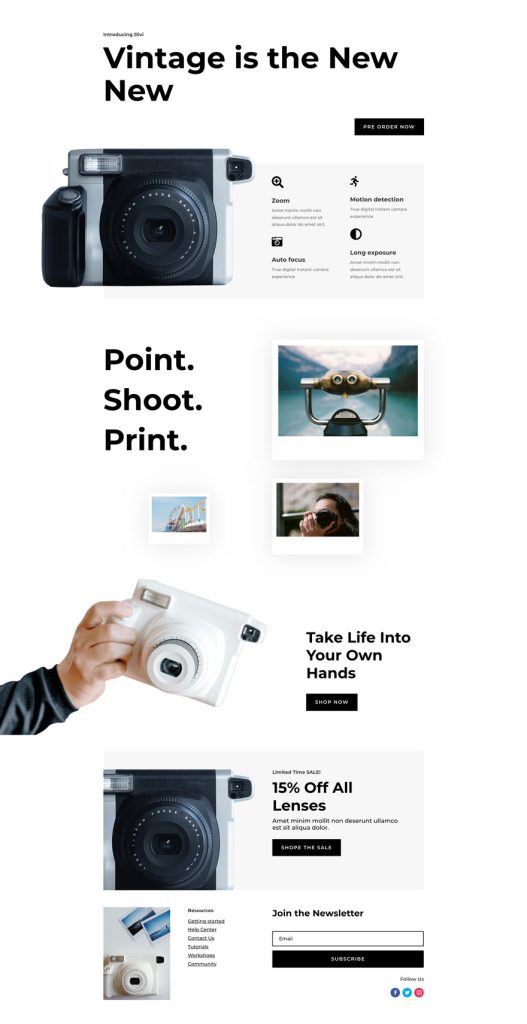Get a FREE Camera Product Layout Pack for Divi