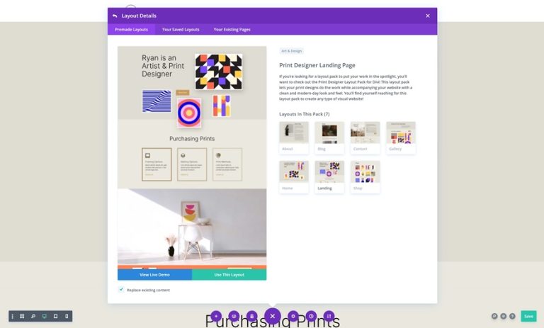 Get a FREE Print Designer Layout Pack for Divi